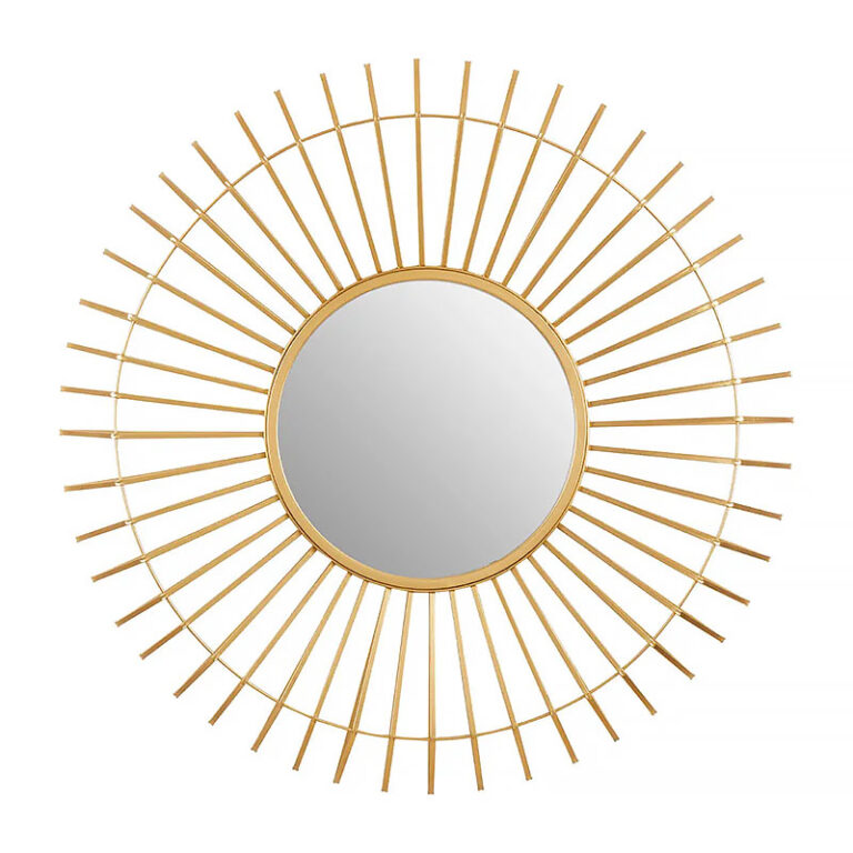 Art Deco Extra Large Round Gold Metal Sunburst Wall Mirror 107cm ...
