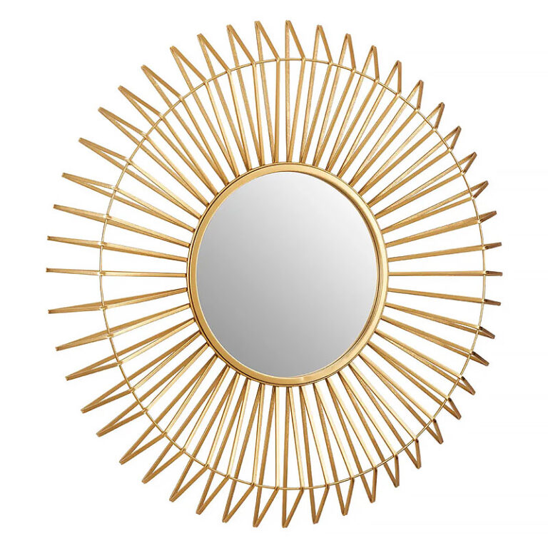 Art Deco Extra Large Round Gold Metal Sunburst Wall Mirror 107cm ...