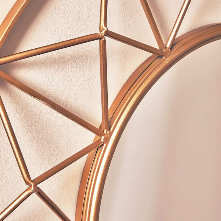 Art Deco Large Round Gold Metal Geometric 3D Sun Wall Mirror 71cm ...