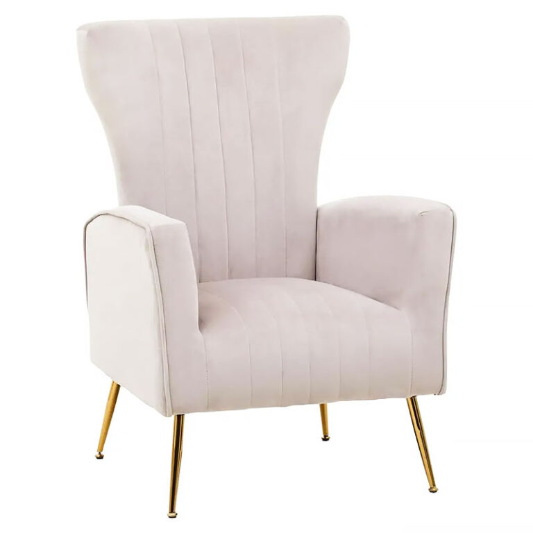 Art Deco Mink Velvet High Back Accent Chair Armchair With Gold Metal ...