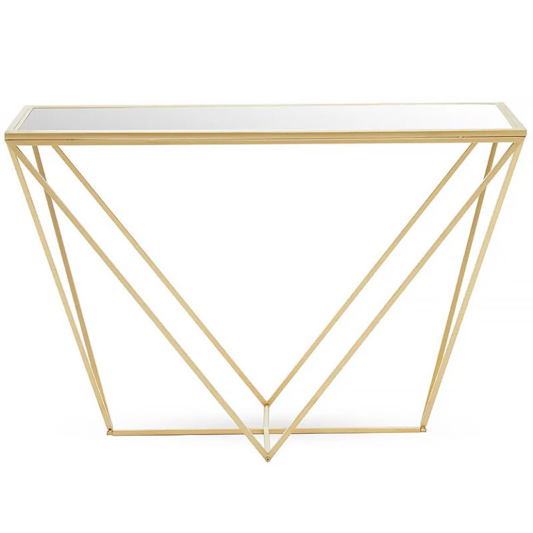 Art Deco Mirrored Glass And Gold Metal Console Table Hallway Table ...