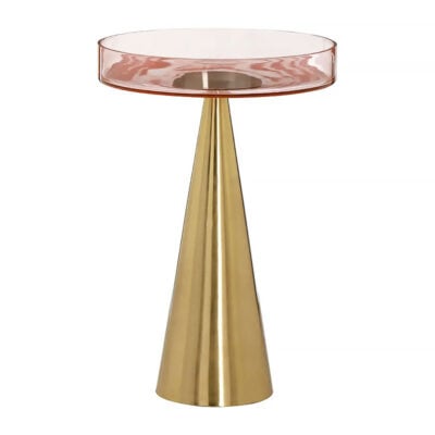 Art Deco Pink Tinted Glass And Gold Metal End Side Table | Picture ...