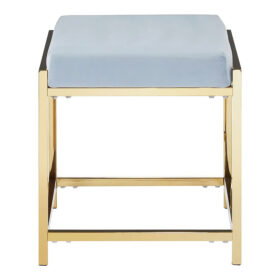 Art Deco Powder Blue Velvet And Gold Metal Vanity Stool Footstool ...