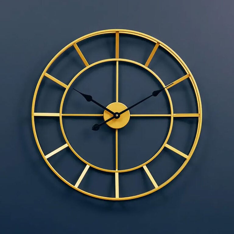 Cain Large Industrial Gold Metal Skeleton Wall Clock With Black Hands ...