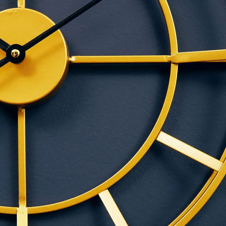 Cain Medium Industrial Gold Metal Skeleton Wall Clock With Black Hands ...