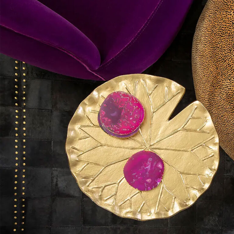 Flower Leaf Gold Metal Floral Side Table End Table | Picture Perfect Home