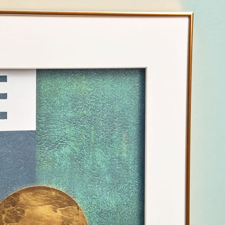 Gold And Green 3D Abstract Wall Art Poster With Gold Metal Frame 86cm ...