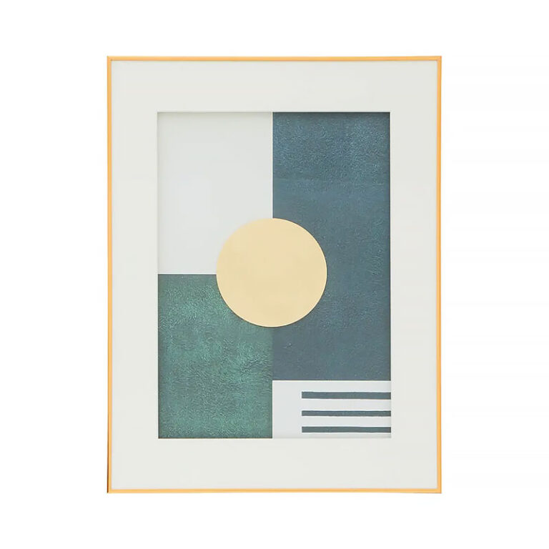 Gold And Green 3D Abstract Wall Art Poster With Gold Metal Frame 86cm ...