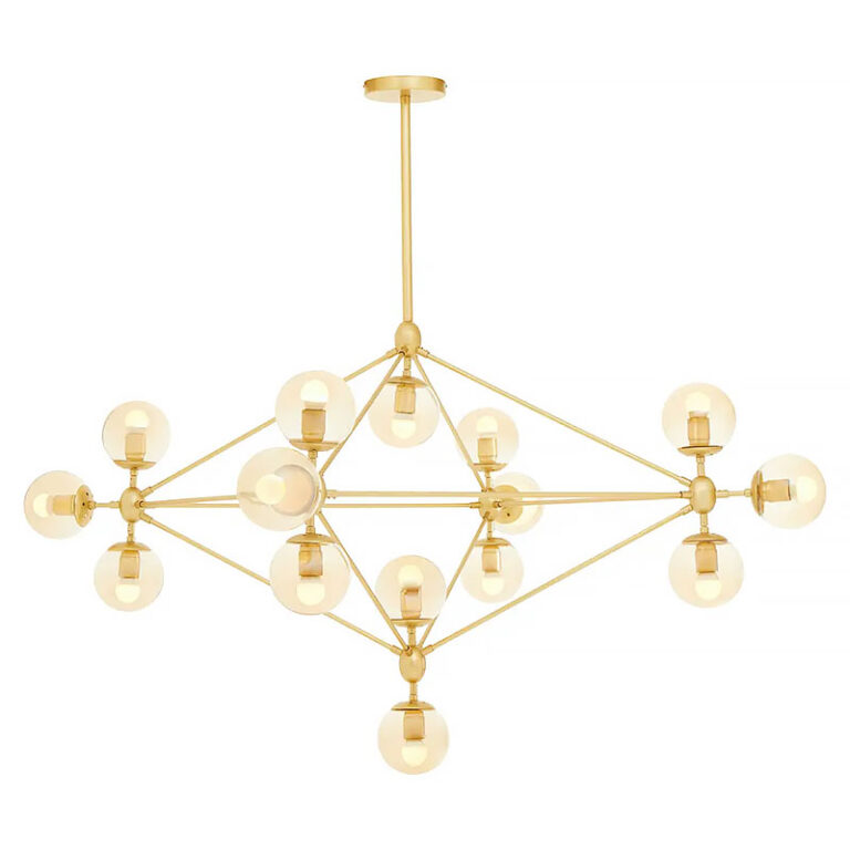 Gold Metal And Brown Tint Glass 15 Light Ceiling Pendant Chandelier ...