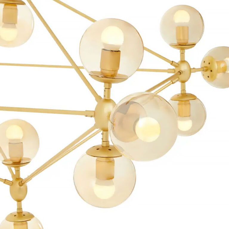 Gold Metal And Brown Tint Glass 15 Light Ceiling Pendant Chandelier ...