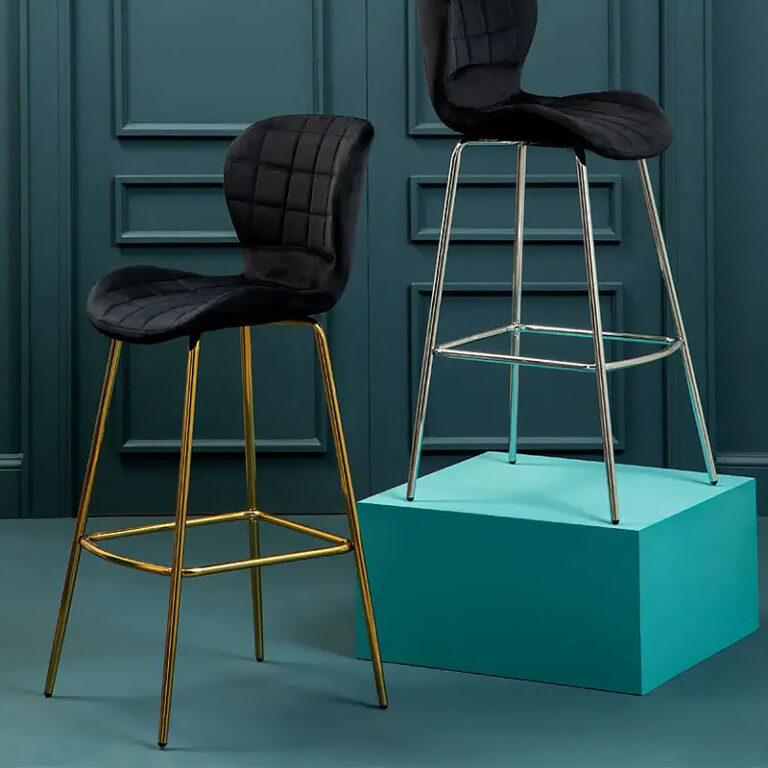 Set Of 2 May Art Deco Black Velvet And Gold Metal Winged Bar Stool ...