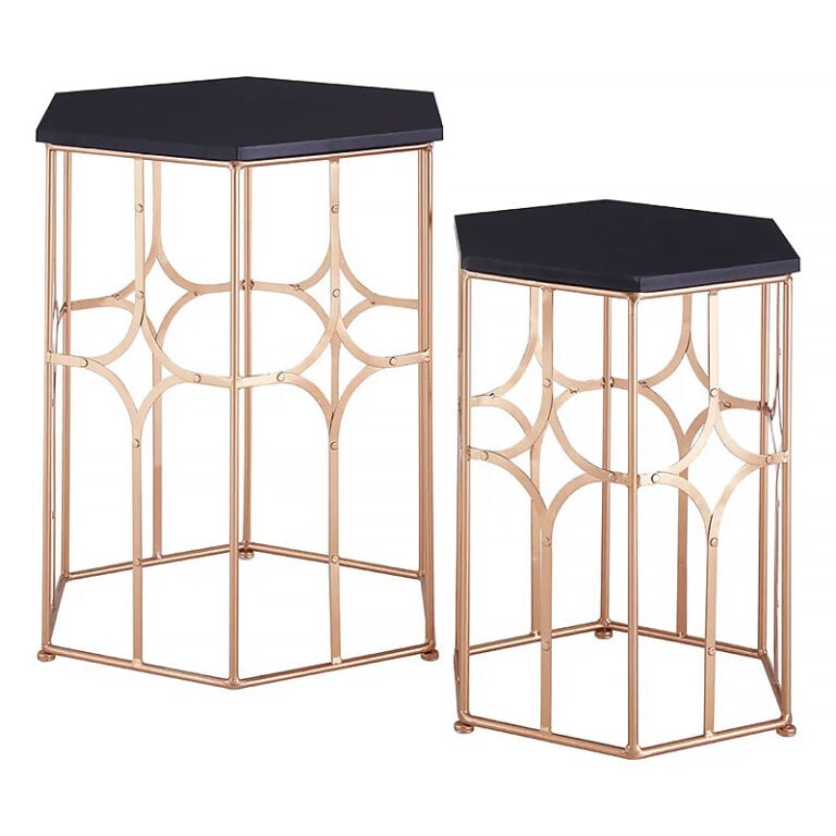 Set of 2 Nesting Art Deco Black And Soft Rose Gold Metal Side Tables ...