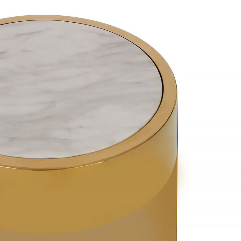 Una Art Deco Faux White Marble And Gold Metal Side Table Sofa Table ...