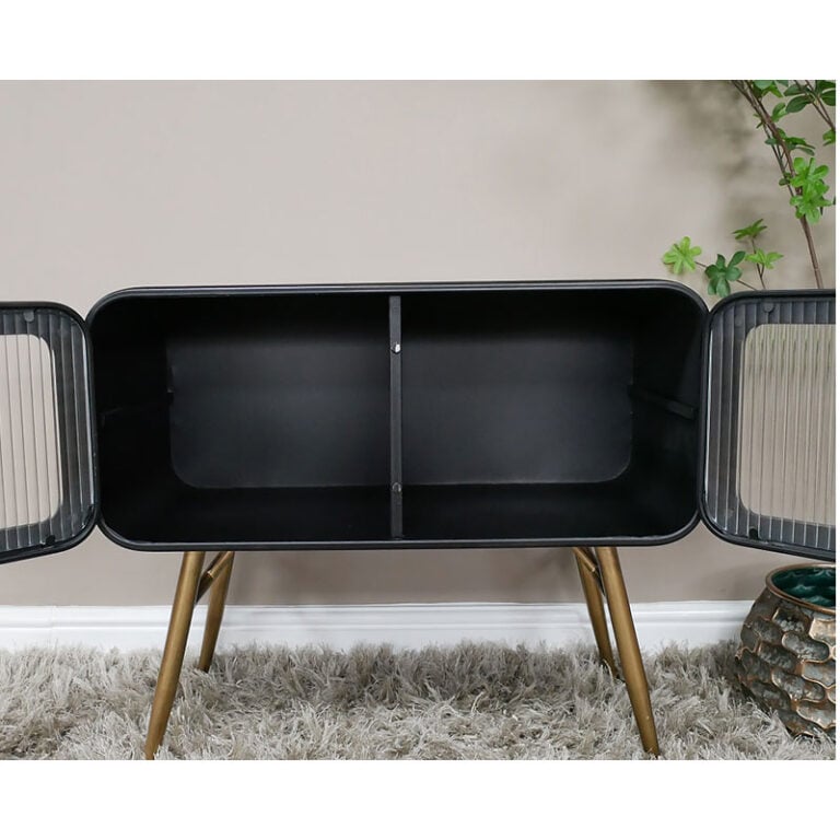 2 Door Black And Gold Metal Industrial Retro Sideboard Cabinet 70cm ...