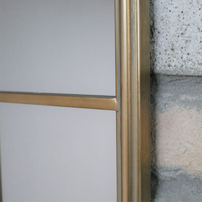 Antique Gold Metal Large Arched Panelled Window Wall Mirror 156cm ...