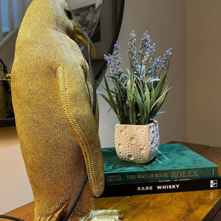 Antique Gold Resin Penguin Bird Large Quirky Animal Table Lamp 50cm ...