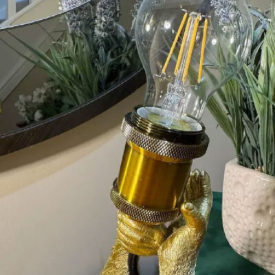 Antique Gold Resin Reclining Monkey Ape Quirky Animal Table Lamp 31cm ...