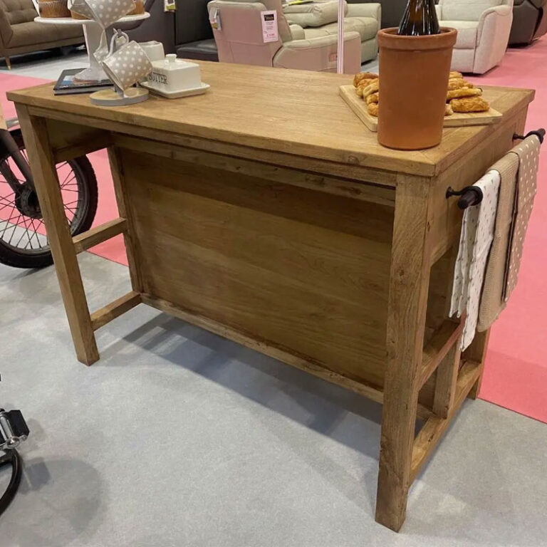 Country Farmhouse Solid Reclaimed Elm Wood Large Kitchen Island 120cm ...