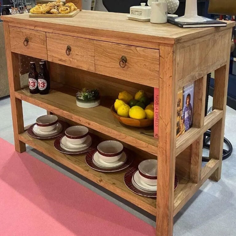 Country Farmhouse Solid Reclaimed Elm Wood Large Kitchen Island 120cm ...