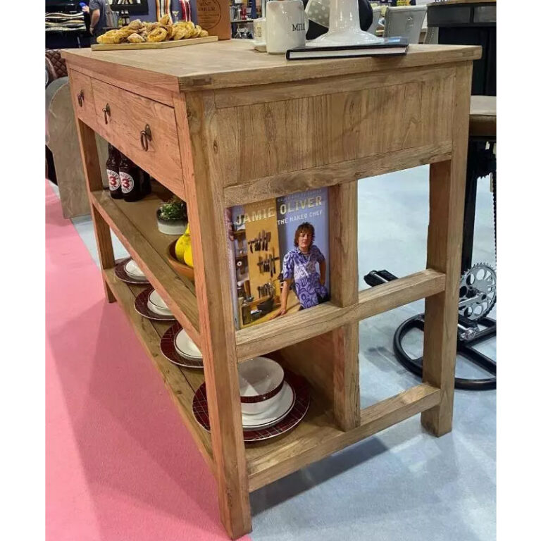 Country Farmhouse Solid Reclaimed Elm Wood Large Kitchen Island 120cm ...