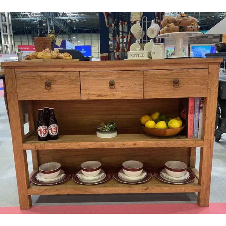 Country Farmhouse Solid Reclaimed Elm Wood Large Kitchen Island 120cm ...