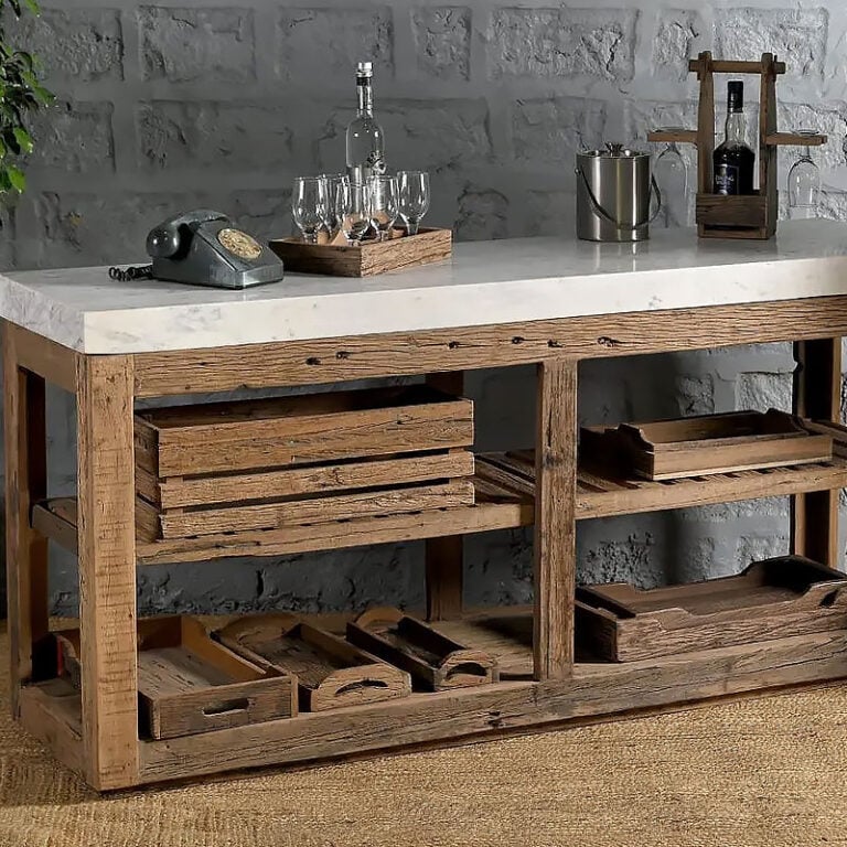 Country Farmhouse Solid Reclaimed Wood And White Marble Large Kitchen ...