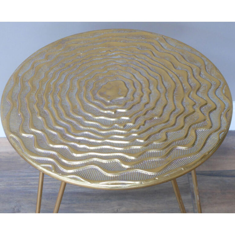 Gold Embossed Metal Side End Display Table With Hairpin Style Legs ...
