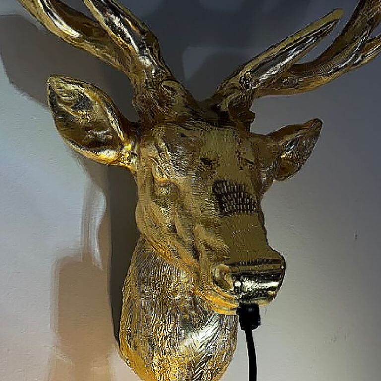 Gold Metal Stag Deer Trophy Head Animal Wall Lamp Light 56cm | Picture ...