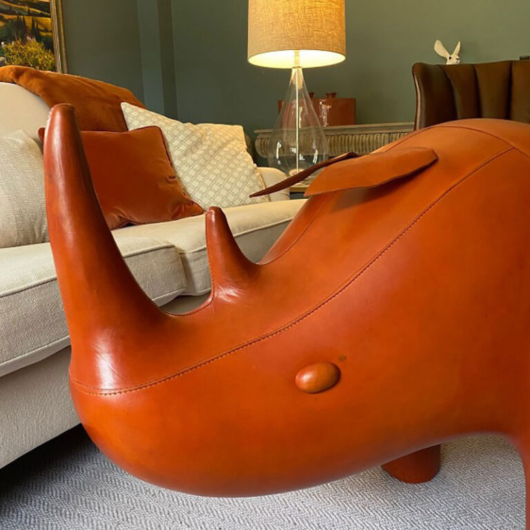 Handmade Leather Huge Rhino Character Animal Stool Footstool 144cm ...
