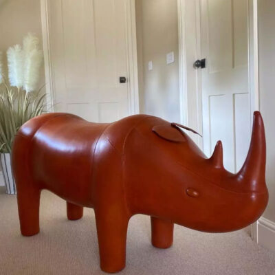 Handmade Leather Huge Rhino Character Animal Stool Footstool 144cm ...