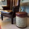 Industrial Genuine Brown Leather And Canvas Golf Design Stool Footstool ...