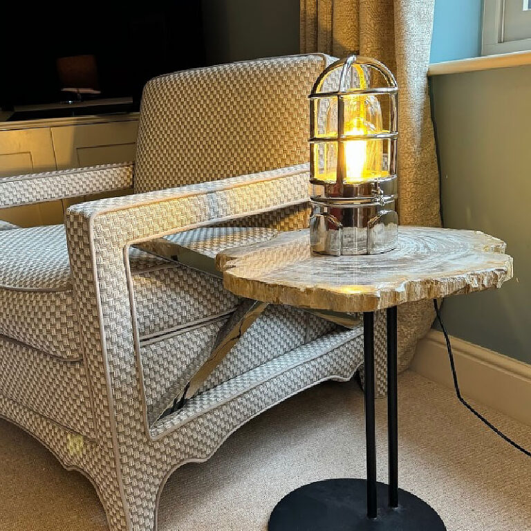 Industrial Silver Aluminium Metal Ships Bulkhead Lantern Table Lamp ...