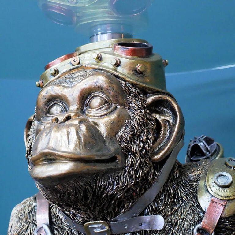 Quirky Steampunk Industrial Gold Resin Monkey Ape Animal Side Table ...