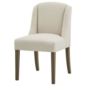 Single Cream Boucle Fabric Wingback Dining Chair With Natural Wood Legs ...