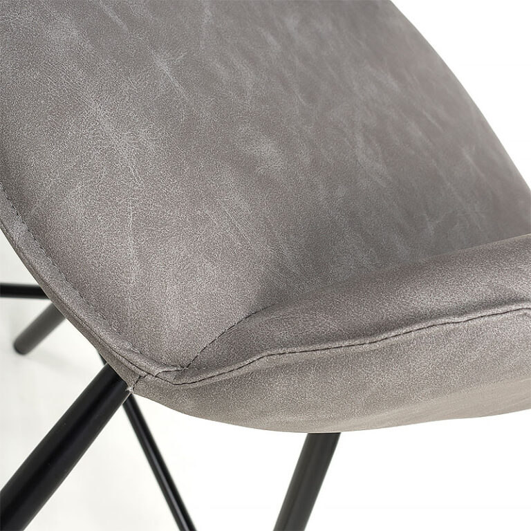 Set Of 2 Sloan Charcoal Grey Faux Leather Tub Bar Stools With Black ...