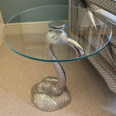 Silver Aluminium Metal Flamingo Bird Animal Side Table End Table 57cm ...