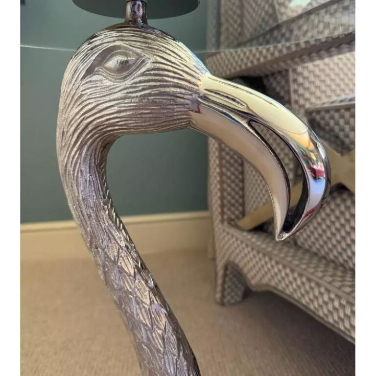 Silver Aluminium Metal Flamingo Bird Animal Side Table End Table 57cm ...