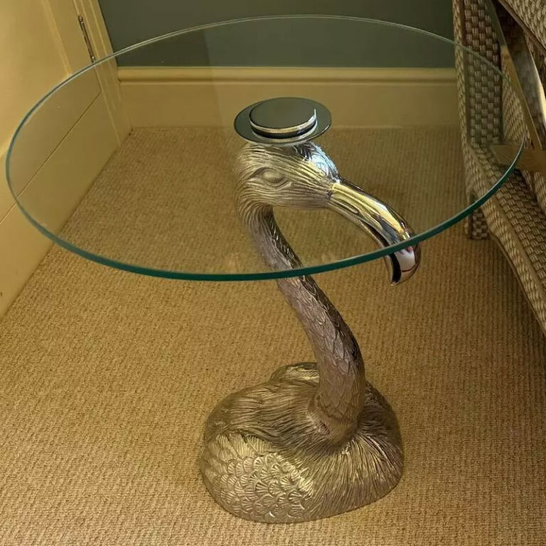 Silver Aluminium Metal Flamingo Bird Animal Side Table End Table 57cm ...