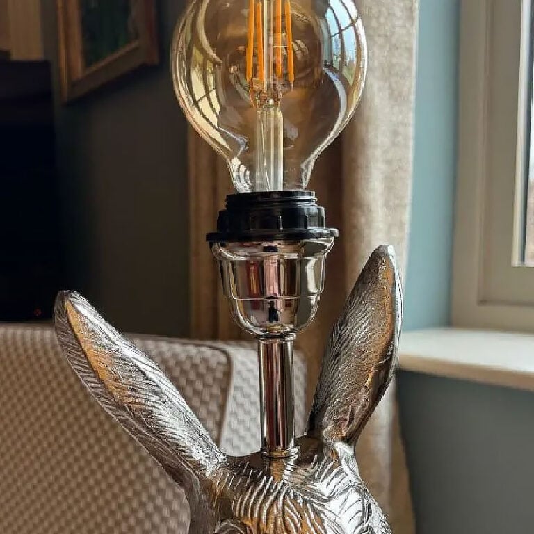 Silver Aluminium Metal Rabbit Hare Bunny Quirky Animal Table Lamp 54cm ...