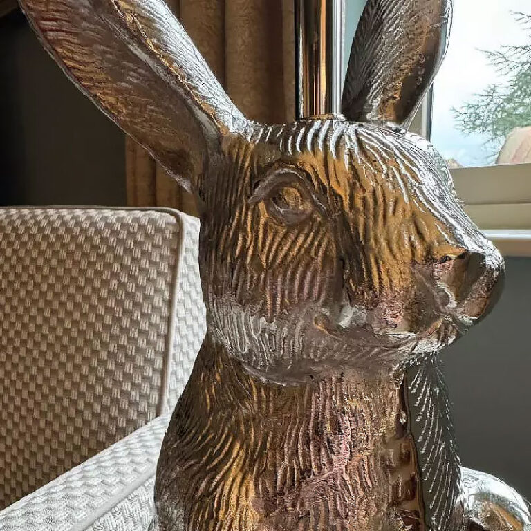 Silver Aluminium Metal Rabbit Hare Bunny Quirky Animal Table Lamp 54cm ...