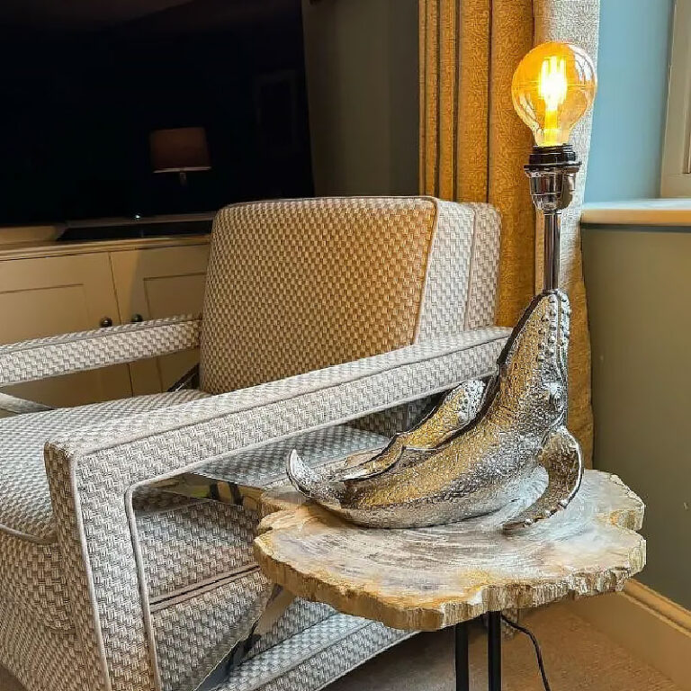 Silver Aluminium Metal Whale And Calf Quirky Animal Table Lamp 46cm ...