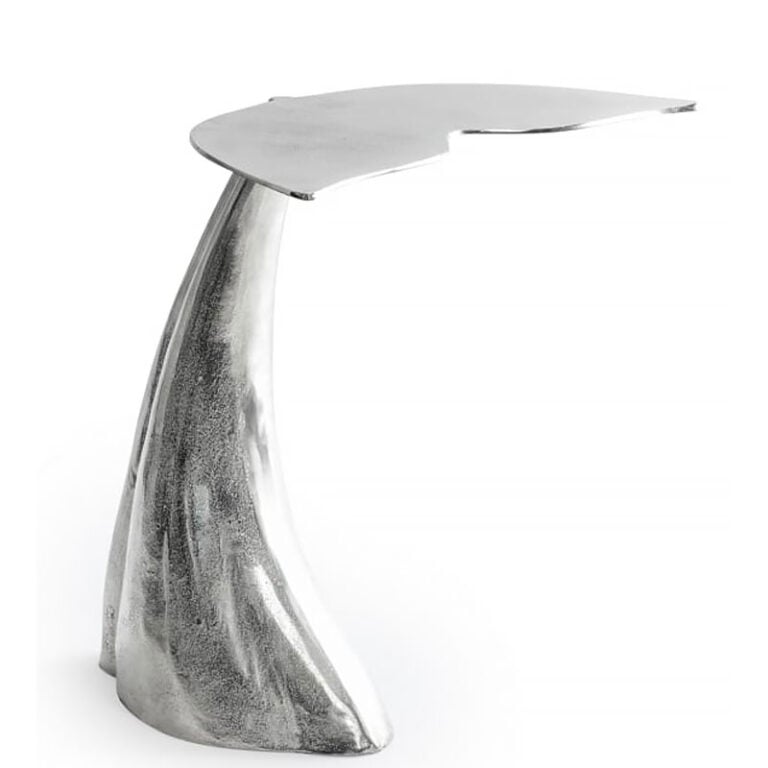 Silver Aluminium Metal Whale Tail Fin Animal Side Table End Table 55cm ...