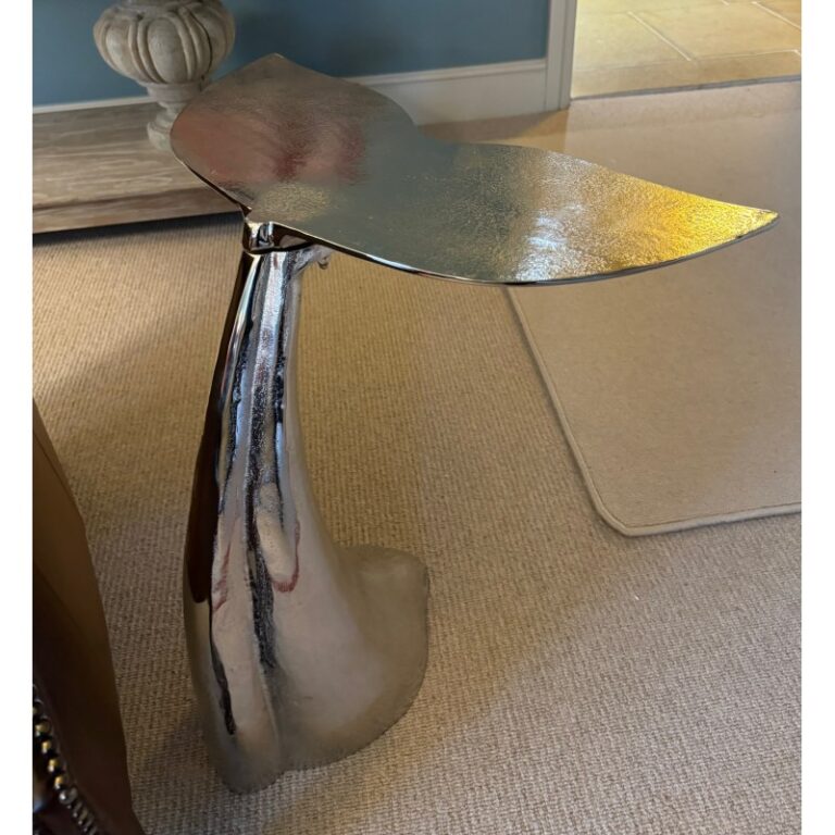 Silver Aluminium Metal Whale Tail Fin Animal Side Table End Table 55cm ...