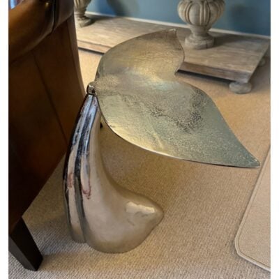 Silver Aluminium Metal Whale Tail Fin Animal Side Table End Table 55cm ...
