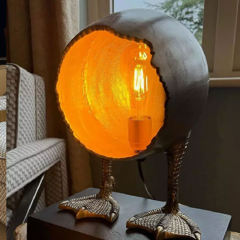 Silver And Gold Aluminium Metal Duck Goose Egg Quirky Animal Table Lamp ...