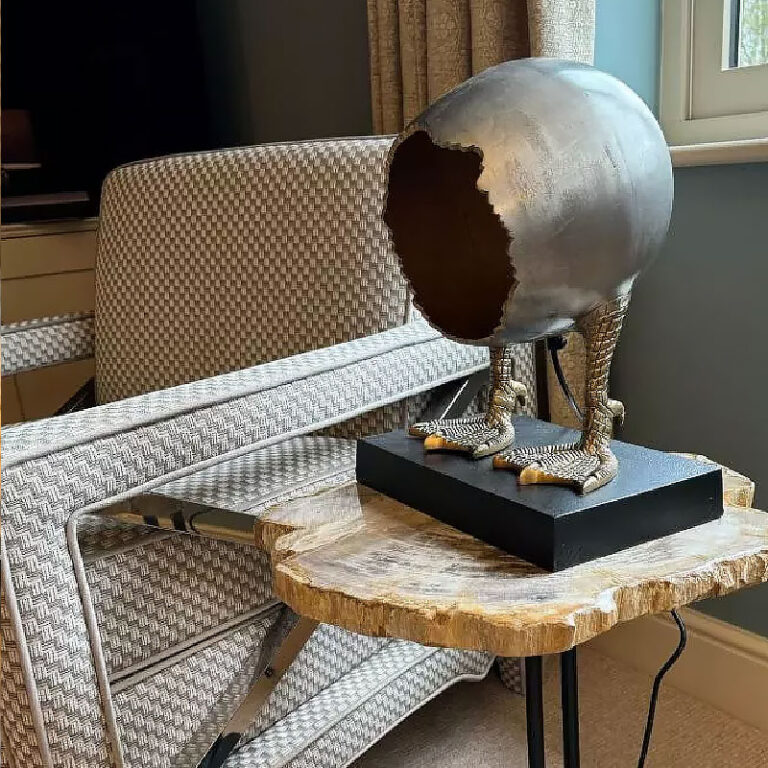 Silver And Gold Aluminium Metal Duck Goose Egg Quirky Animal Table Lamp ...
