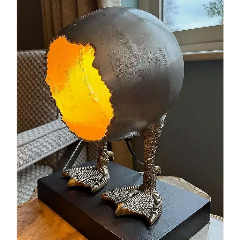 Silver And Gold Aluminium Metal Duck Goose Egg Quirky Animal Table Lamp ...