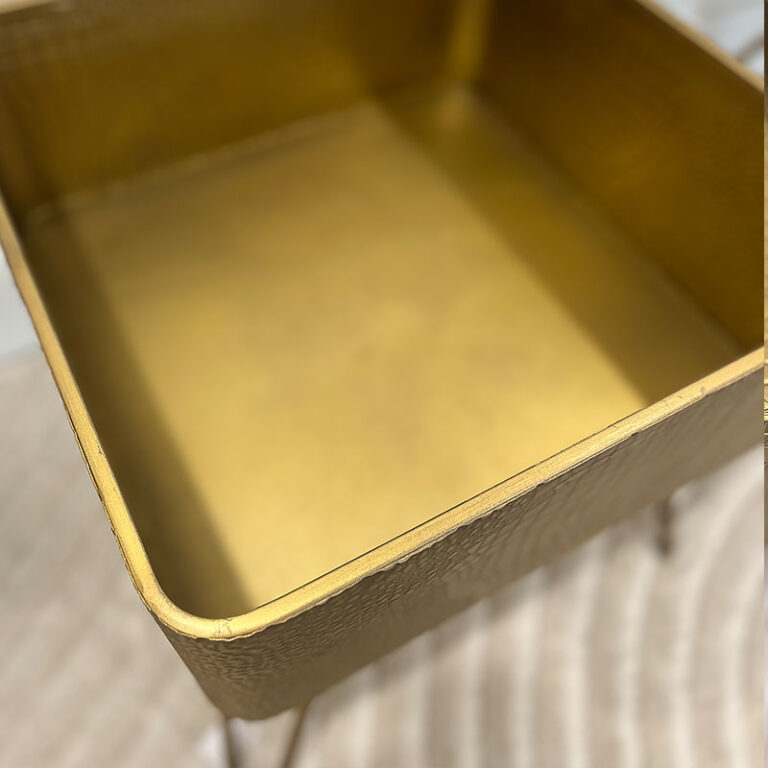 Textured Gold Metal Tray Side Table End Table With Storage | Picture ...
