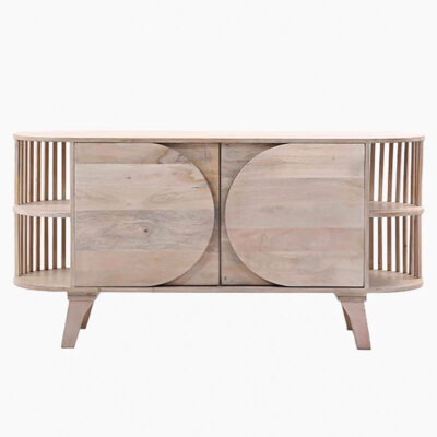 Boho Rustic 2 Door Solid Light Mango Wood Sideboard TV Stand 130cm ...