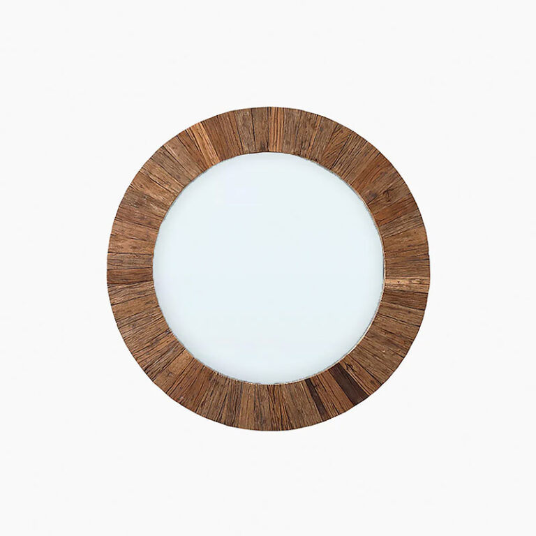 Boho Rustic Large Round Reclaimed Wood Wall Mirror 120cm | Picture ...